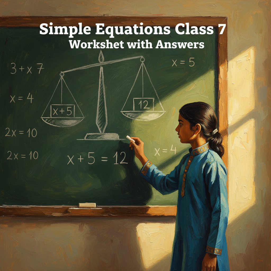 Simple Equations Class 7 Worksheet — Free PDF Download with Answers ...